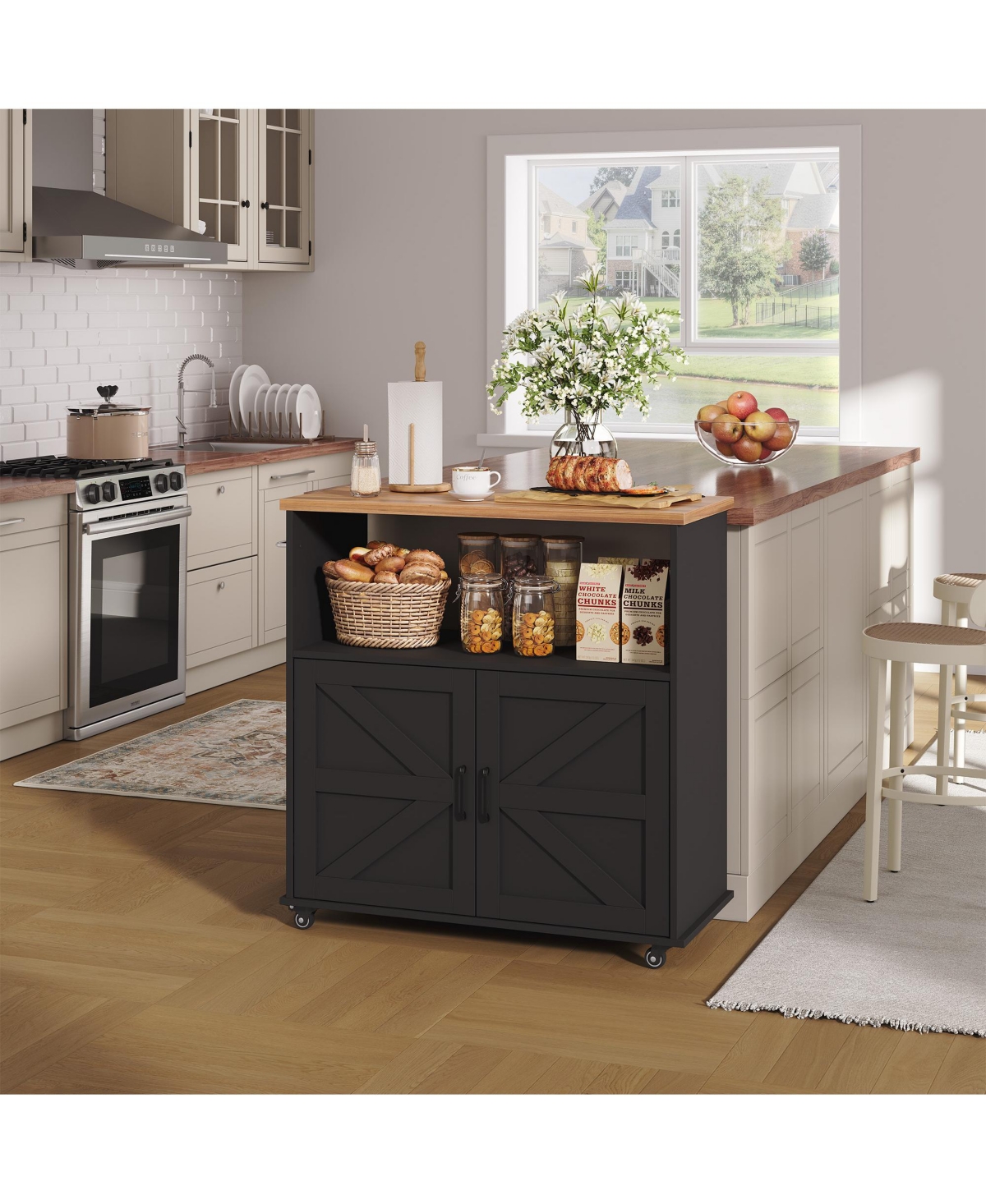 Click here for gaomon Rolling Kitchen Island with Storage Cabinet... prices
