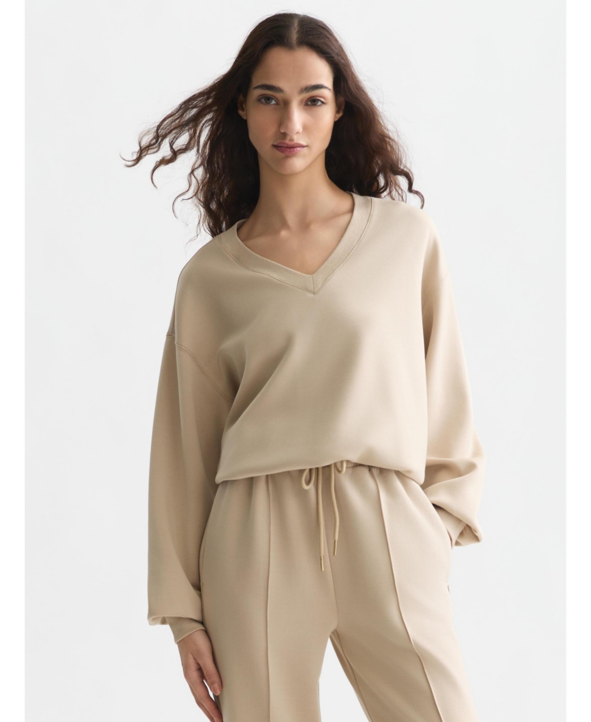 Click here for Scotch & Soda Womens Modal V-Neck Sweatshirt - Doe... prices