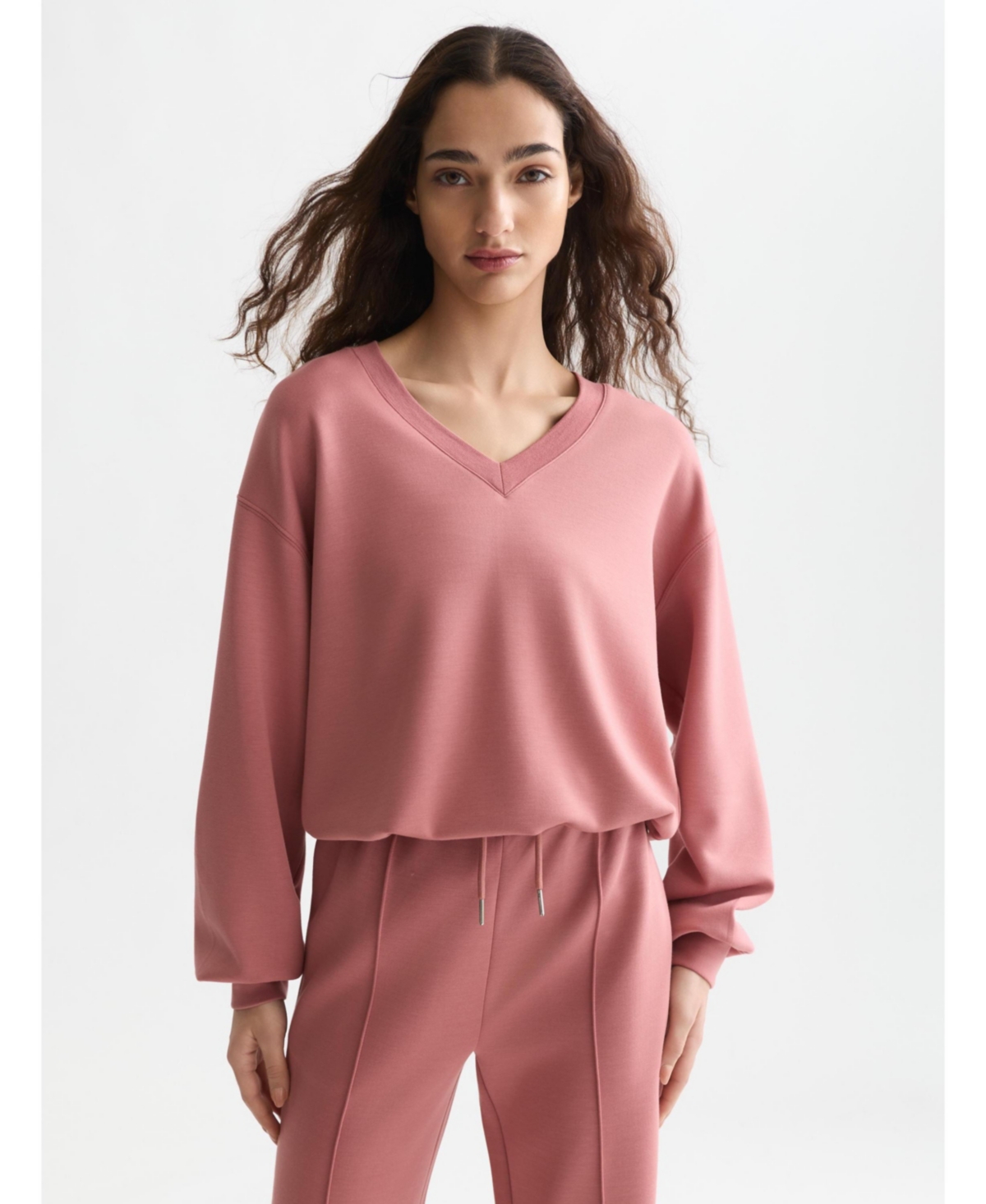 Click here for Scotch & Soda Womens Modal V-Neck Sweatshirt - Wit... prices