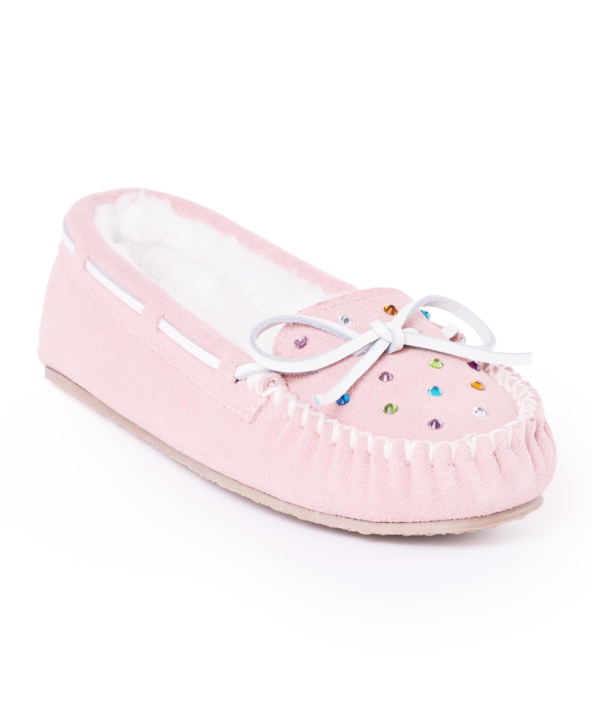 Click here for Minnetonka Womens Cally Rhinestone Suede Slippers... prices