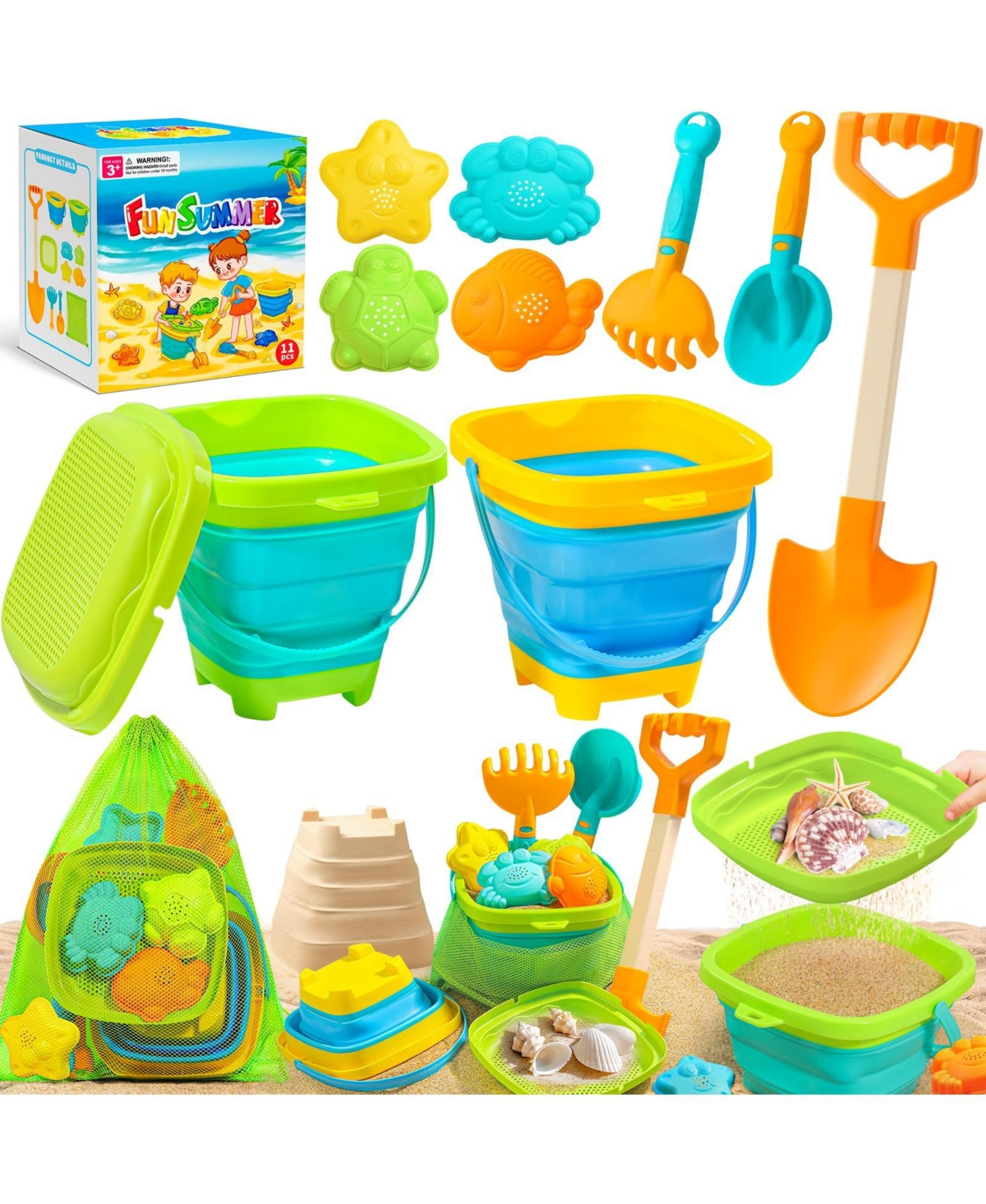 Click here for Gnuadz Collapsible Beach Sand Toys Bucket Set Mesh... prices