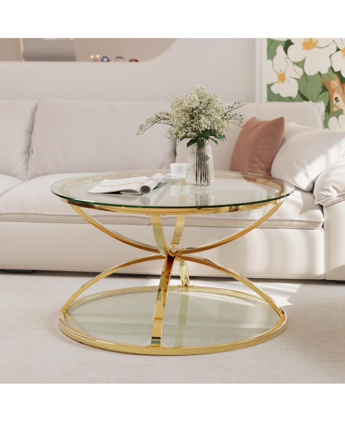 Click here for Streamdale Furniture Modern Glass 2-Tier Round Cof... prices