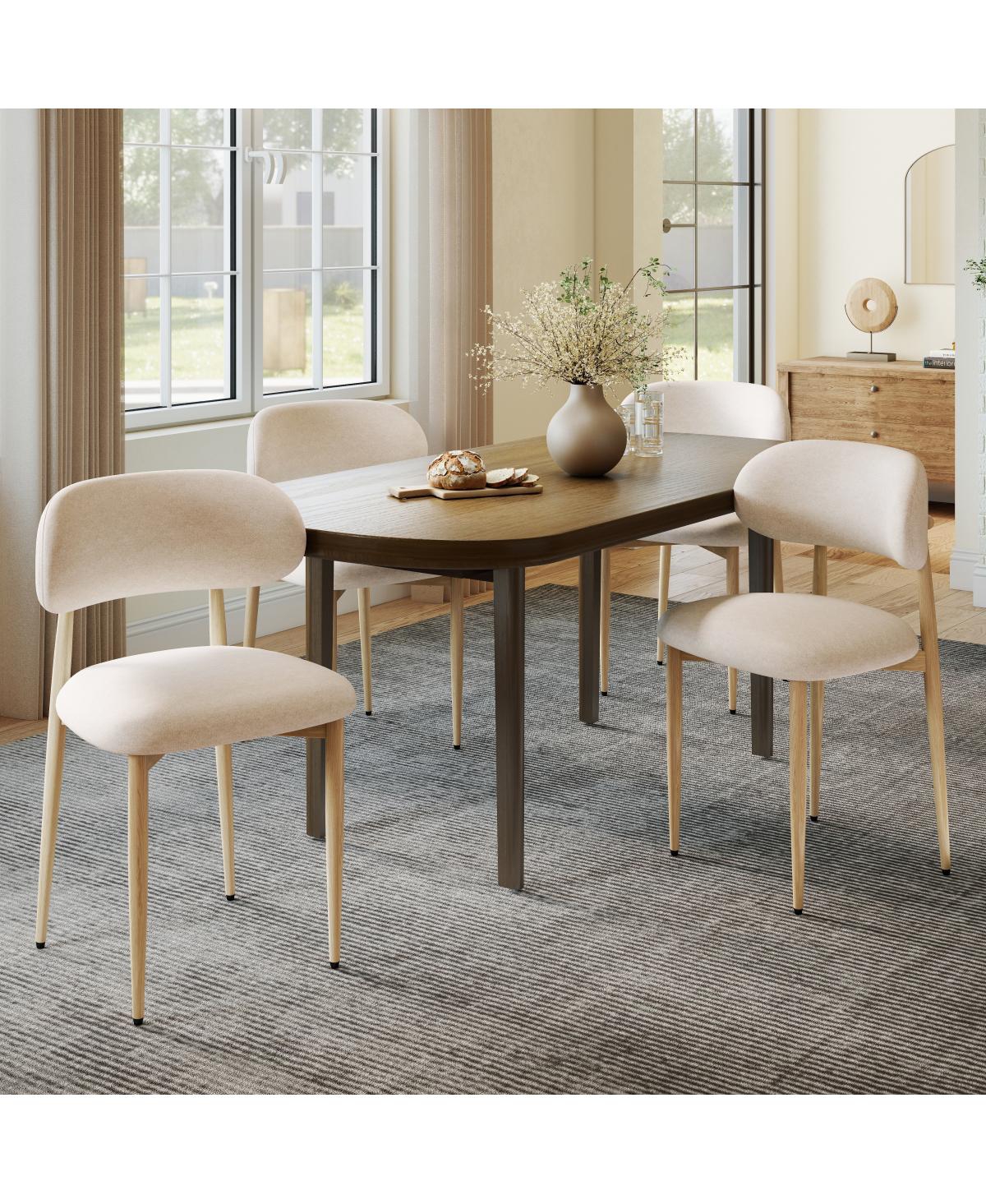 Click here for Streamdale Furniture Set of 4 Farmhouse Fabric Din... prices