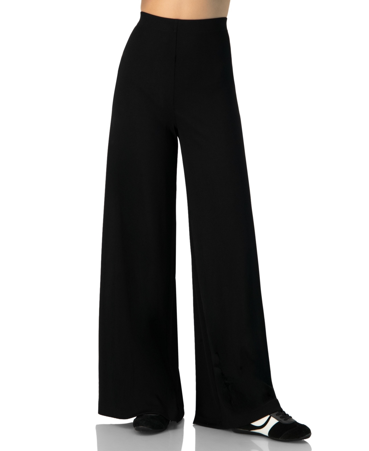 Click here for Ivonne Womens Ribbed Wide-Leg Culotte Pants - Blac... prices