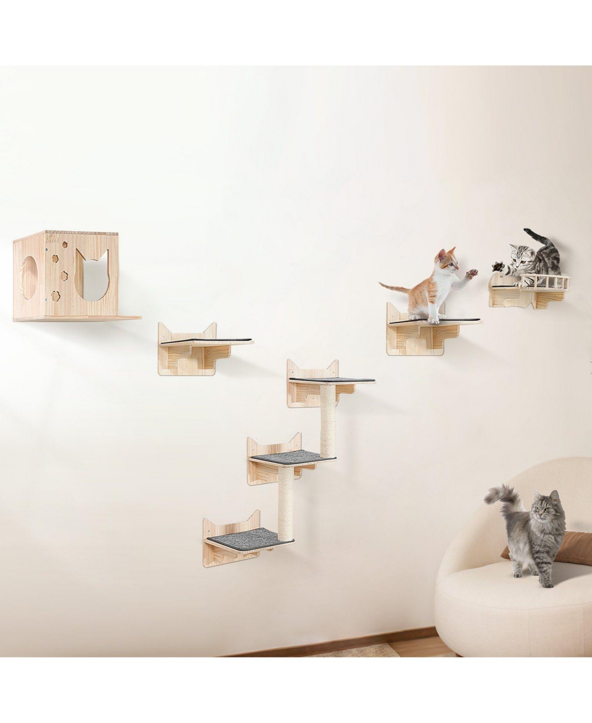Click here for Aostirmotor Wall-Mounted Cat Shelves  5-Piece Set... prices