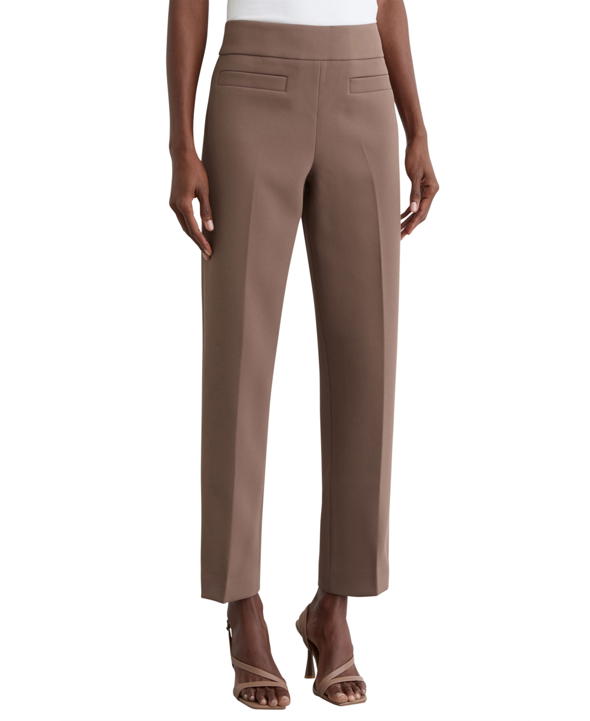 Click here for Reiss Womens Welt-Pocket Tapered Trouser Pants - T... prices