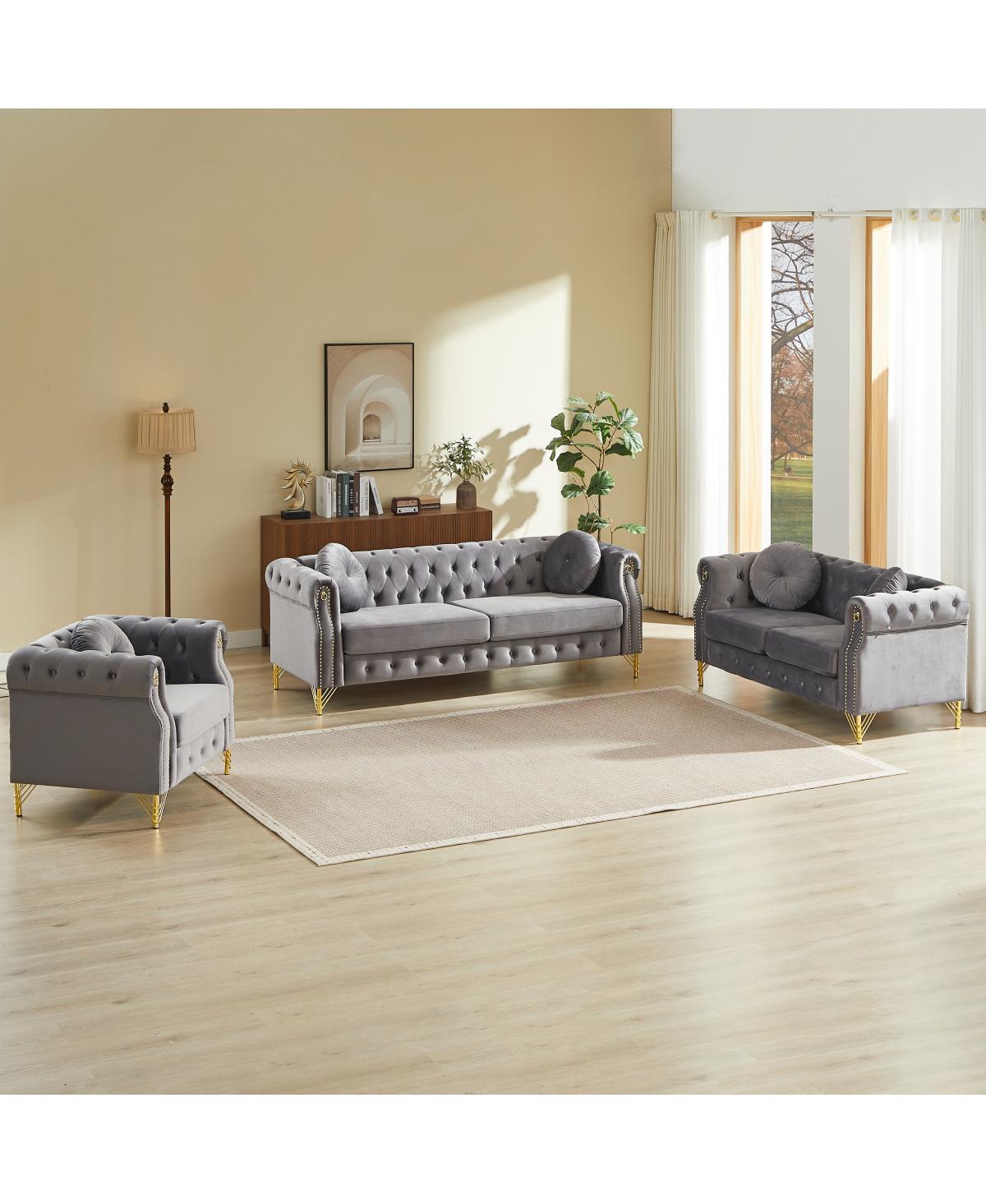 Click here for Streamdale Furniture Velvet Chesterfield sofa with... prices