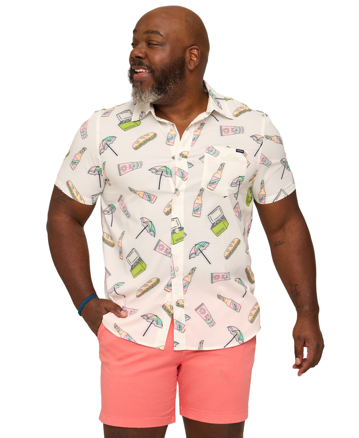 Click here for Chubbies Mens The Beach Feast Printed Shirt - Opti... prices