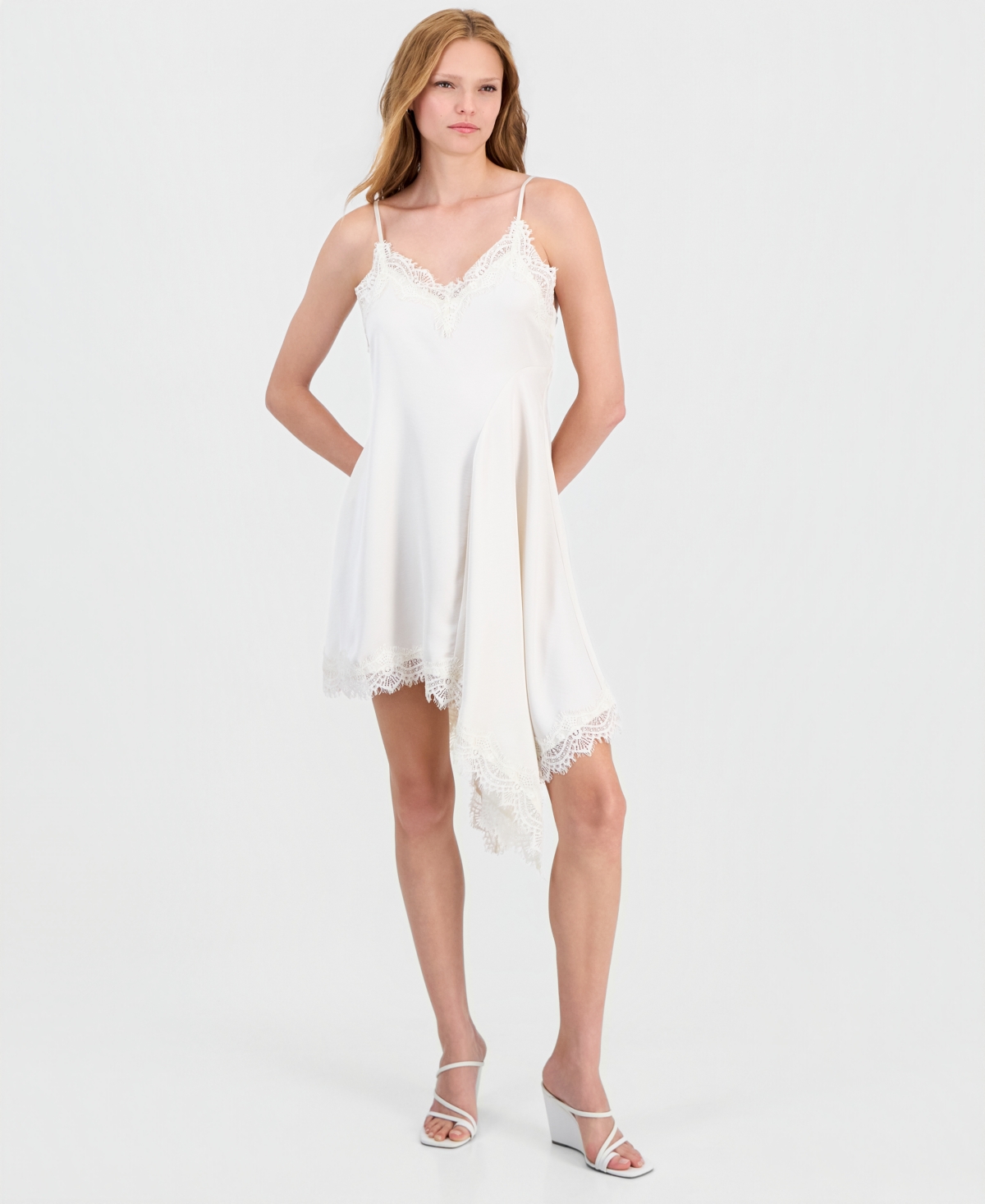 Click here for Bar Iii Womens Asymmetrical Satin Slip Dress  Macy... prices