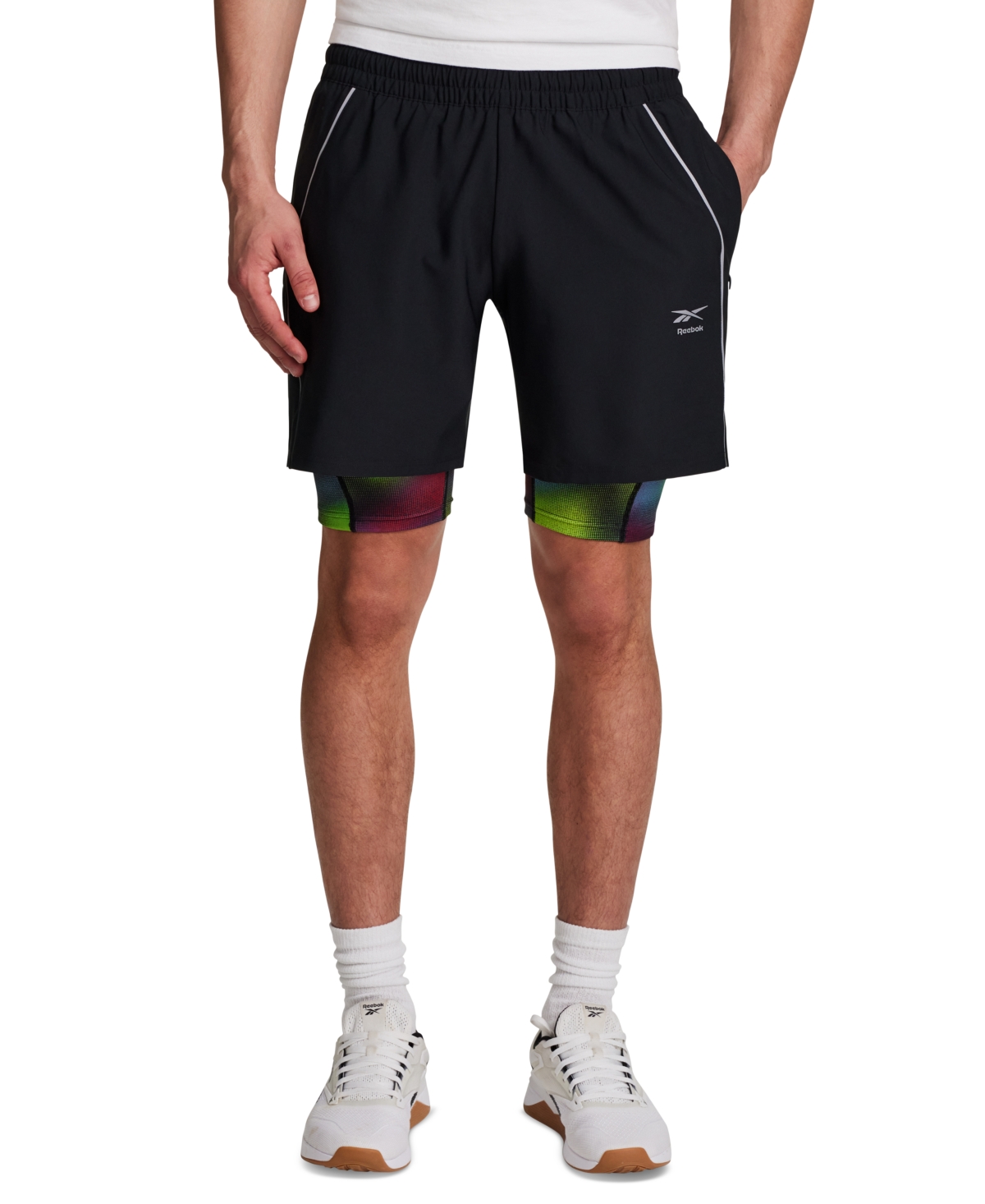 Click here for Reebok Mens Run Distort Duo Woven Shorts - Black M... prices