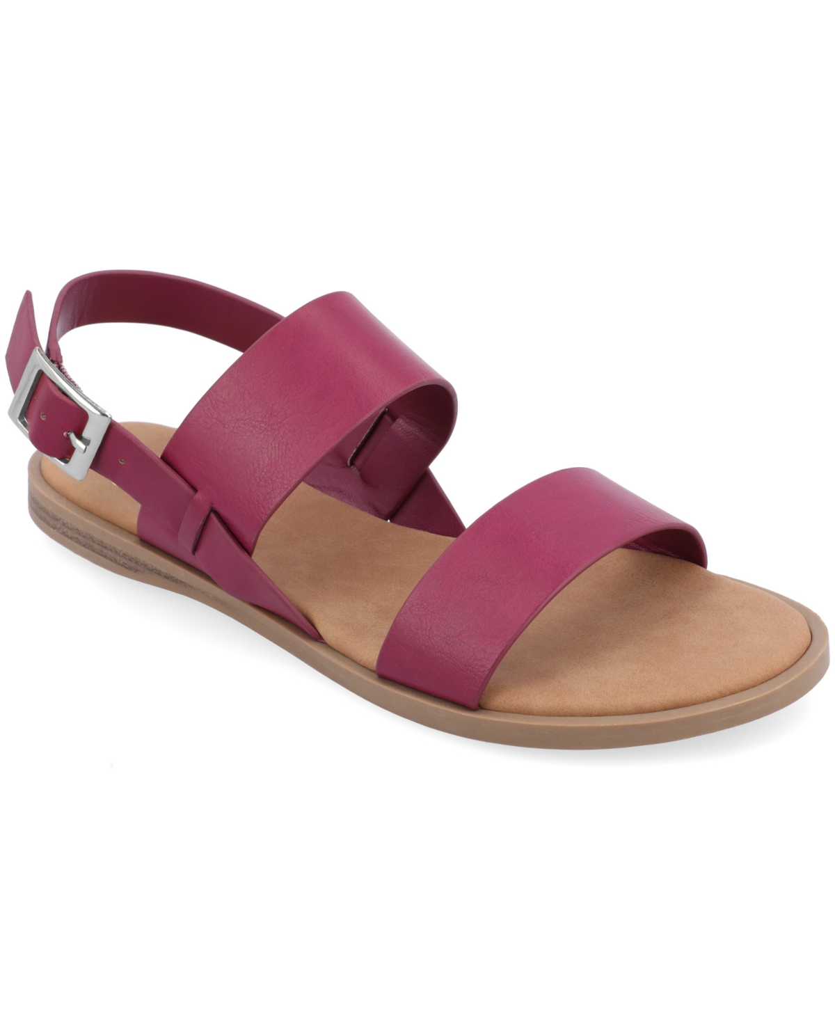 Journee Collection Womens Lavine Double Strap Flat Sandals - Raspberry