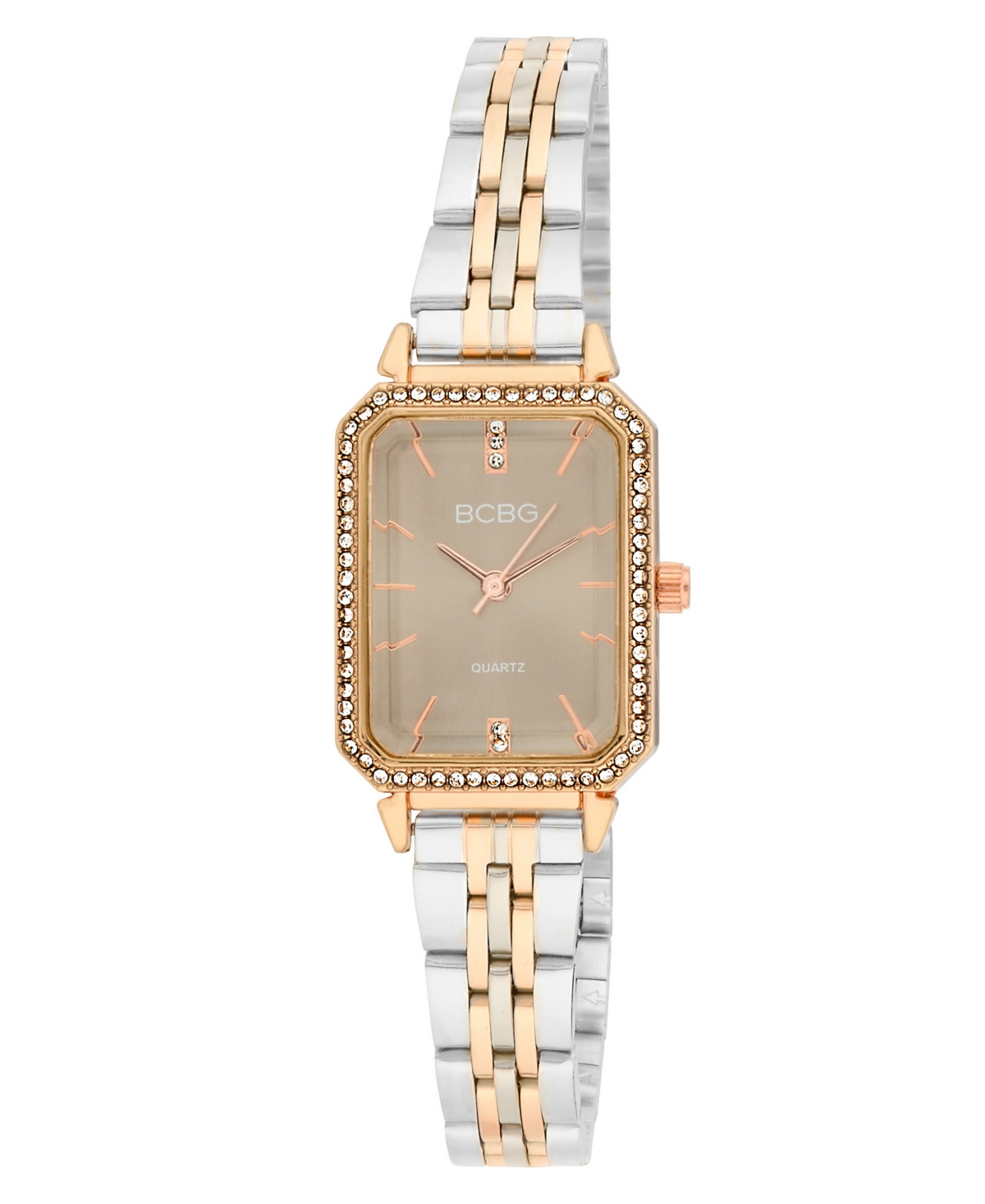 Click here for Bcbg Womens Quartz Rectangle Two-Tone Stainless St... prices