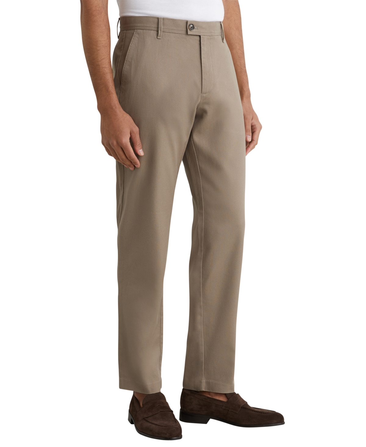 Click here for Reiss Mens Dobby Pique Chino Pant - Walnut Brown prices