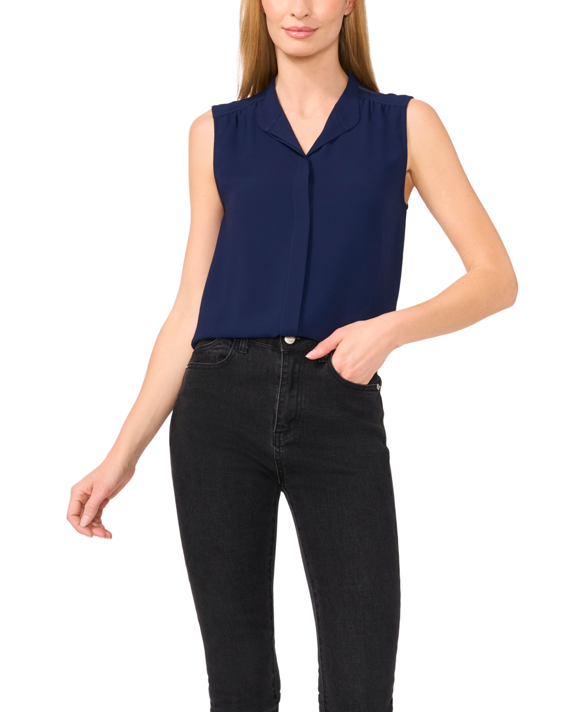 Click here for CeCe Womens Open Collar Sleeveless Top - Classic N... prices