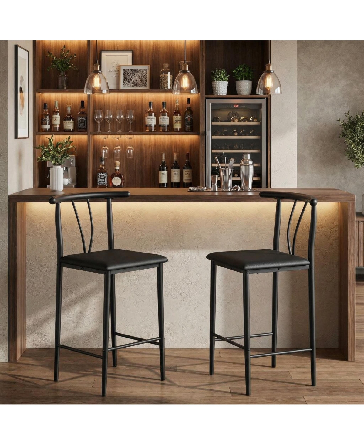 Click here for homfan Set of 2 Comfortable Counter Height Bar Sto... prices
