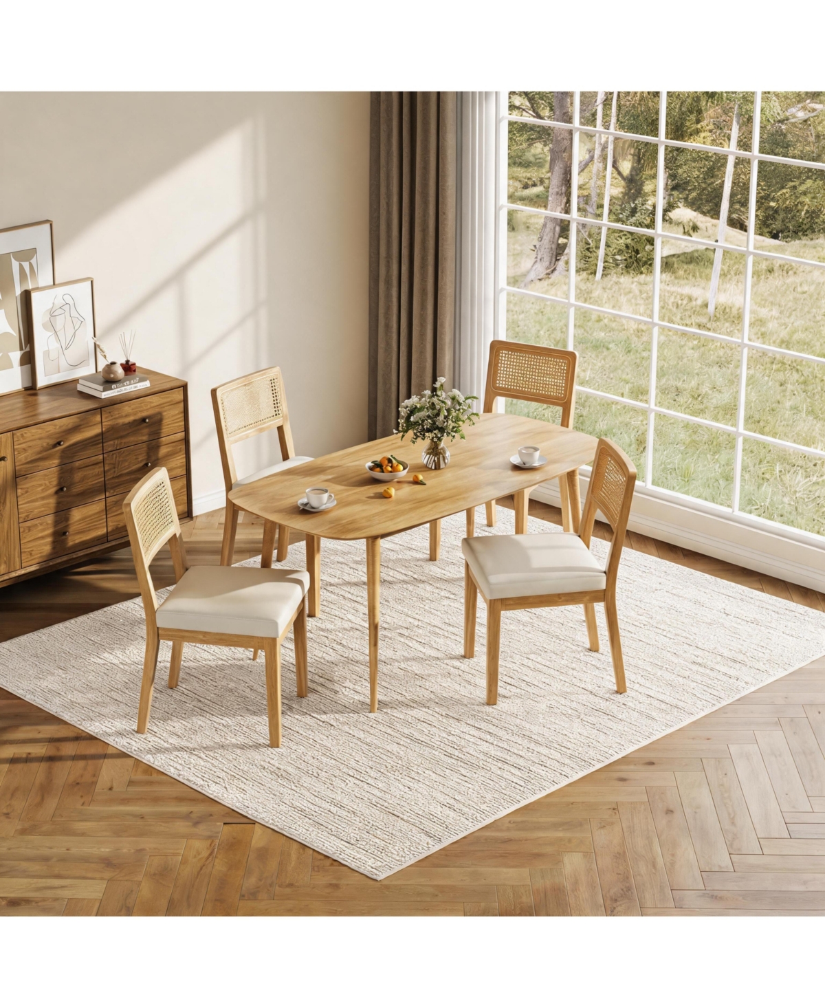 Click here for homfan Modern Armless Rattan Dining Chairs  Set of... prices