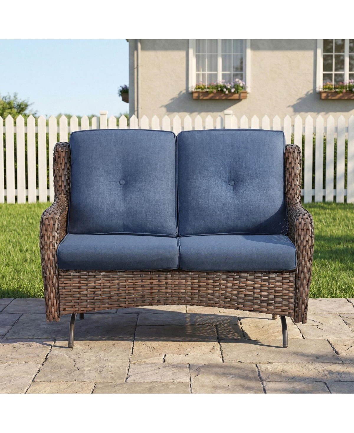 Click here for Pocassy 2-Person Wicker Outdoor Patio Glider Couch... prices