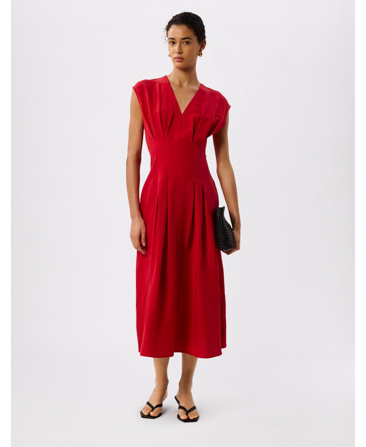 Click here for Whistles Womens Panel Linen Blend Dress - Red prices