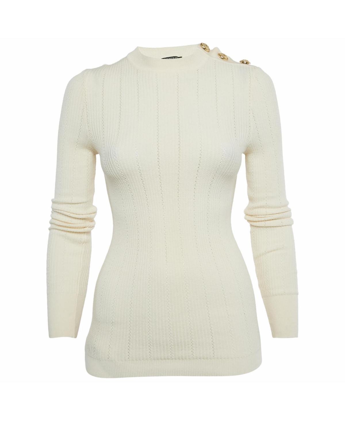 Click here for Pre-Owned Balmain Womens Cream Rib Knit Mock Neck... prices