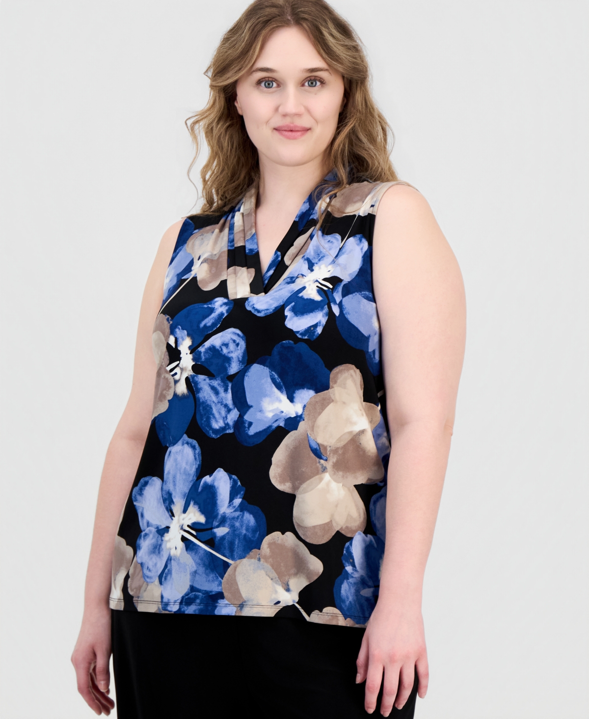 Click here for Anne Klein Plus Size Printed V-Neck Sleeveless Top... prices