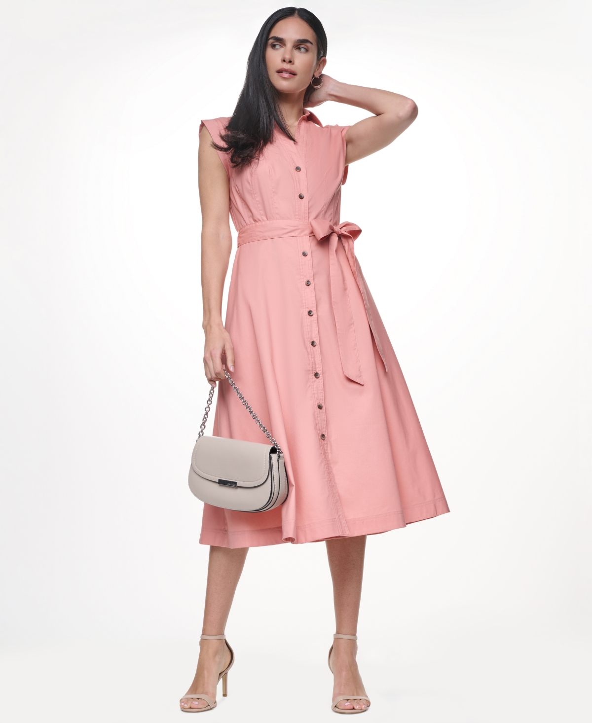 Click here for Calvin Klein Womens Collared Midi Shirt Dress - DE... prices