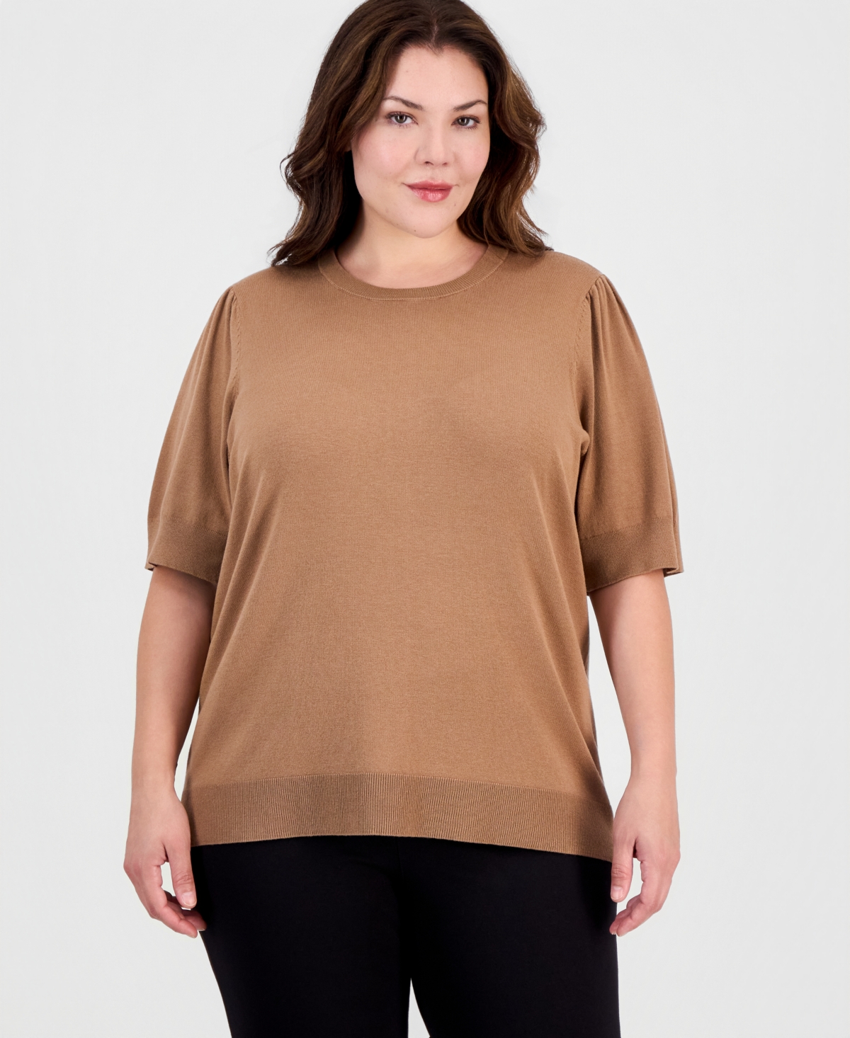 Click here for Anne Klein Essentials Plus Size Short Puff Sleeve... prices