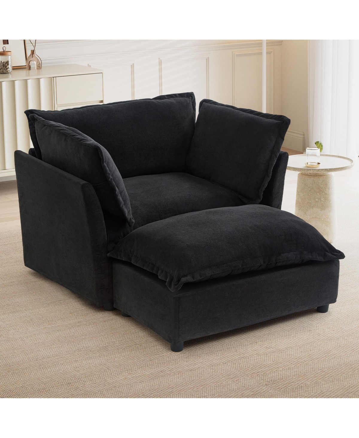Click here for Rainsken Modern Single Sofa with Movable Ottoman... prices