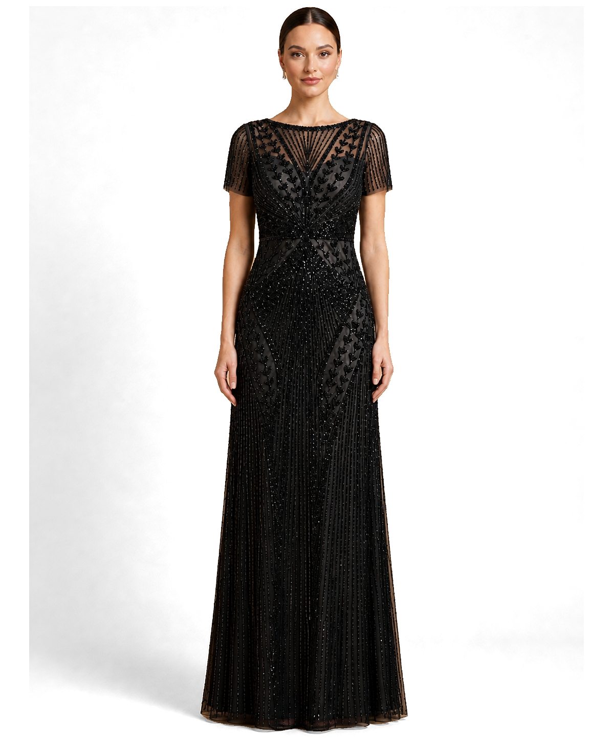 Click here for Lara Womens High Neck Beaded Gown - Black prices
