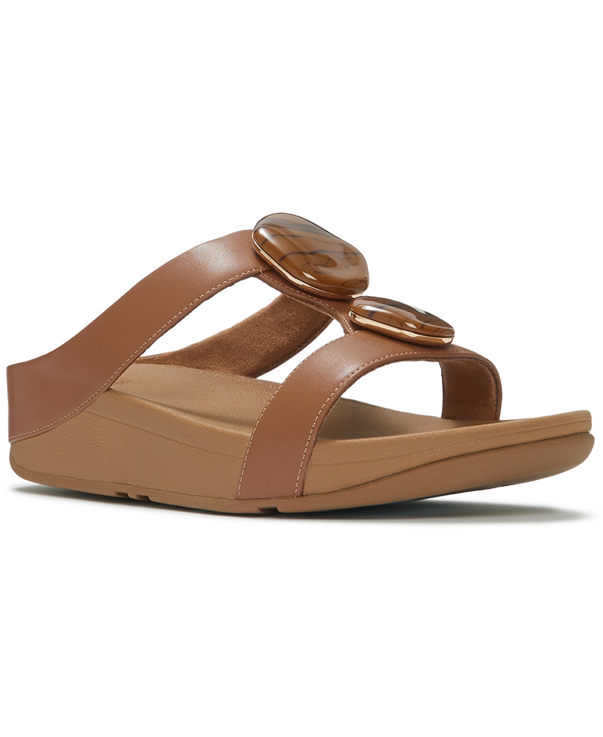 Click here for FitFlop Womens Fino Marbled-Stone H-Bar Slides San... prices