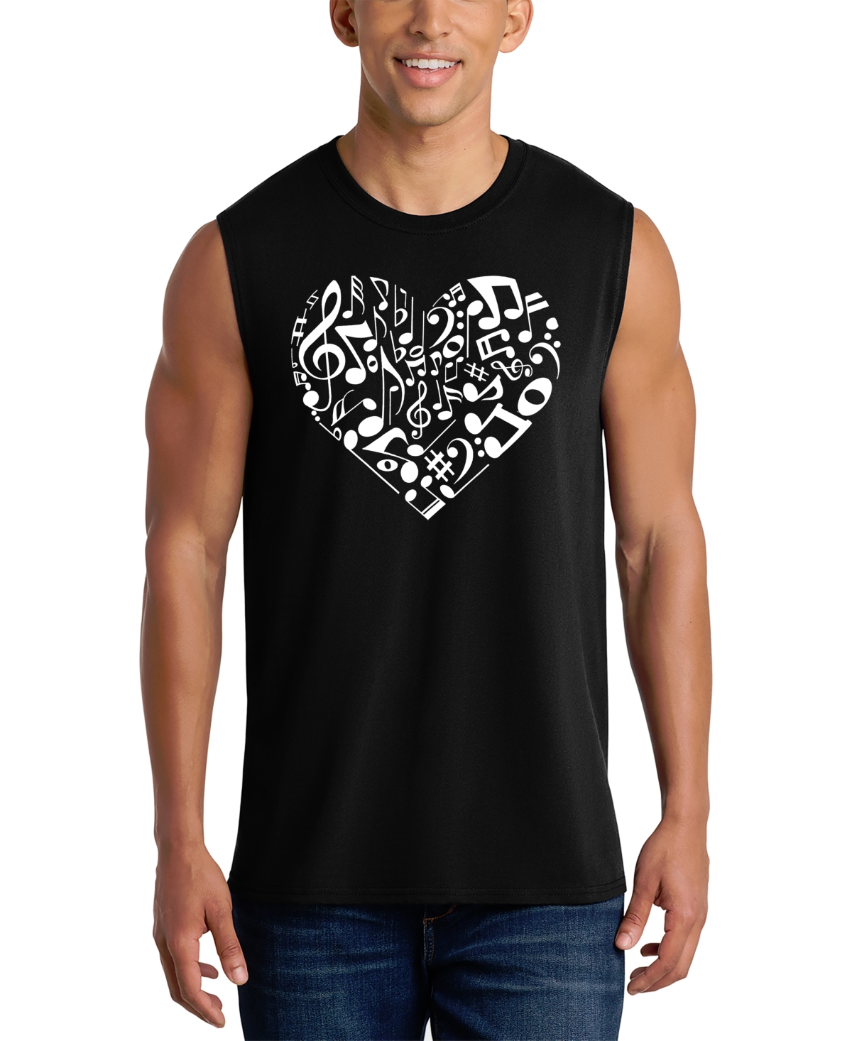 Click here for La Pop Art Mens Musical Notes Heart Graphic Tank T... prices