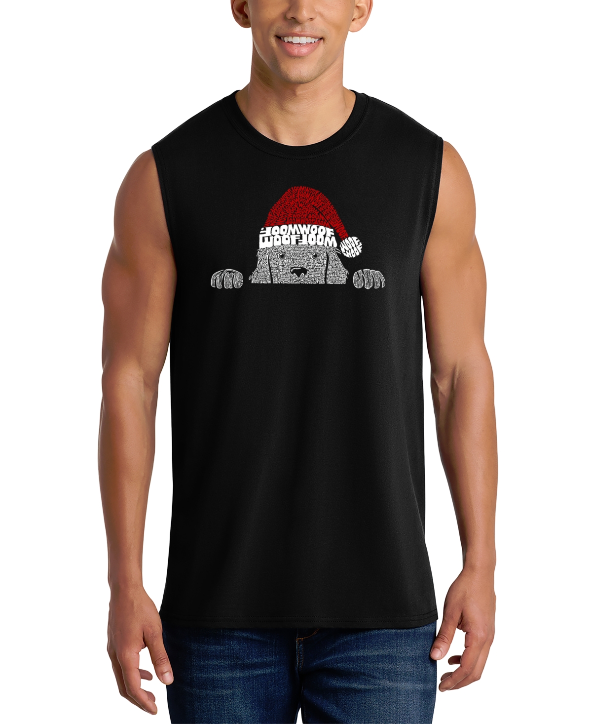 Click here for La Pop Art Mens Peeking Dog With A Santa Hat Graph... prices