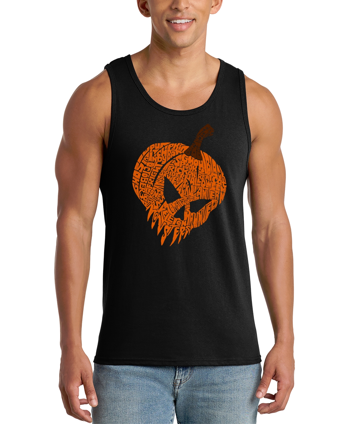 Click here for La Pop Art Mens Halloween Word Art Tank Top - Blac... prices