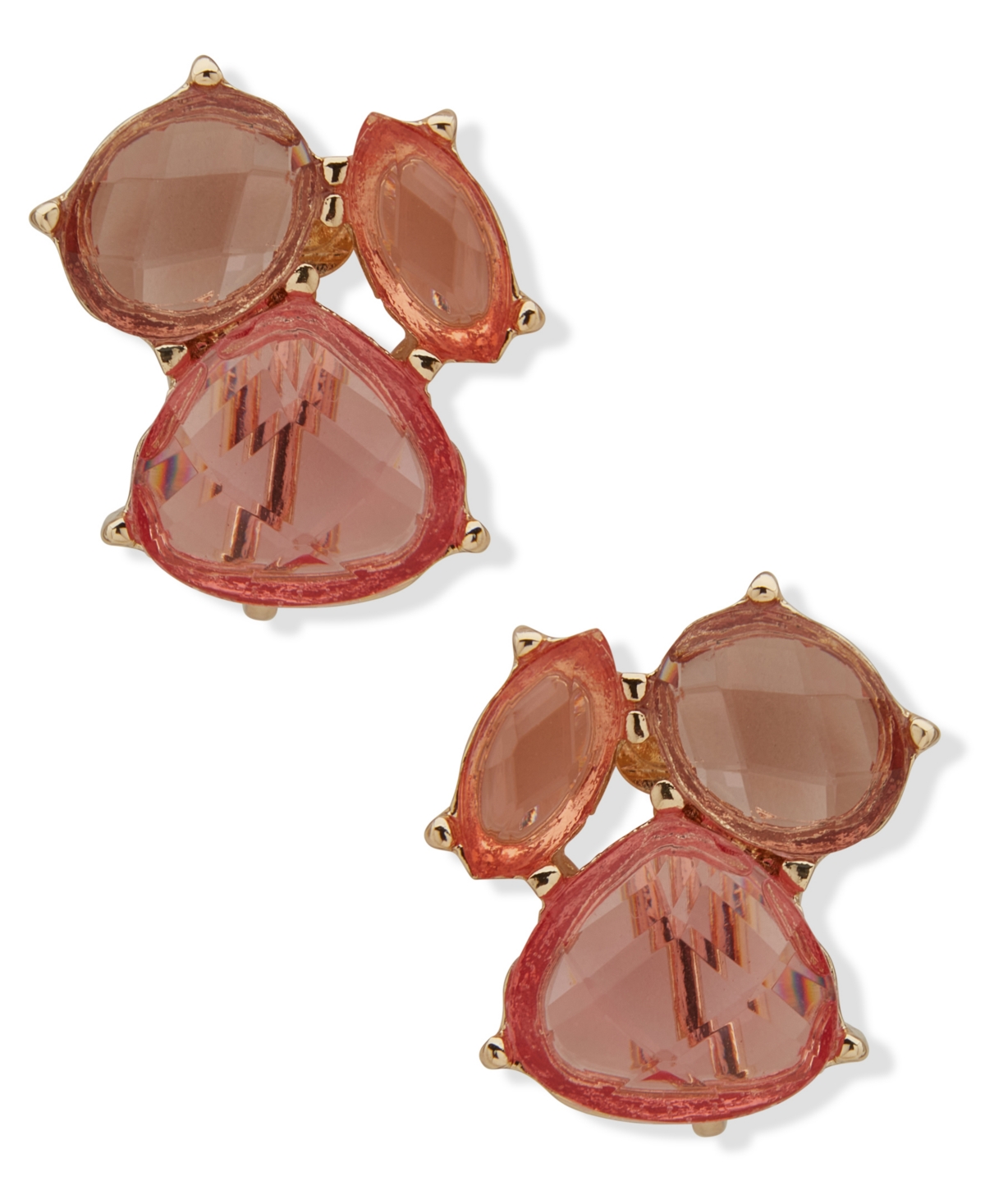 Click here for Anne Klein Stone Cluster Button Earrings - Pink prices