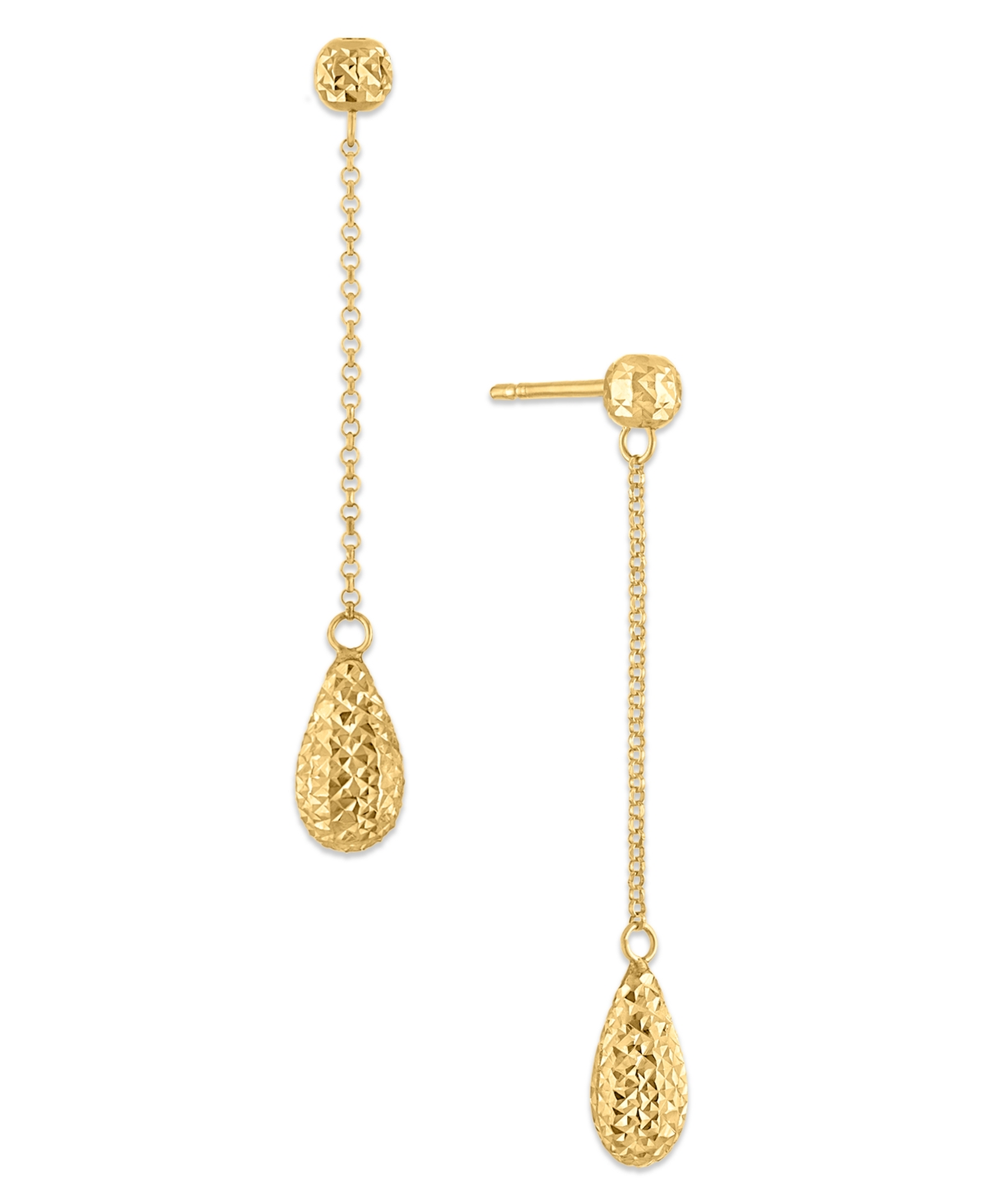 Click here for Macys Diamond Cut Bead Drop Earrings in 10k Yellow... prices