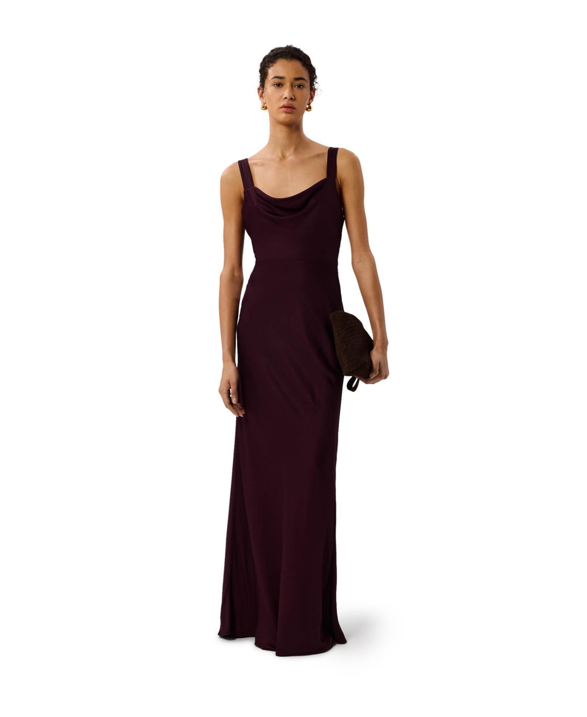 Click here for Whistles Womens Thea Cowl Satin Maxi Dress - Choco... prices