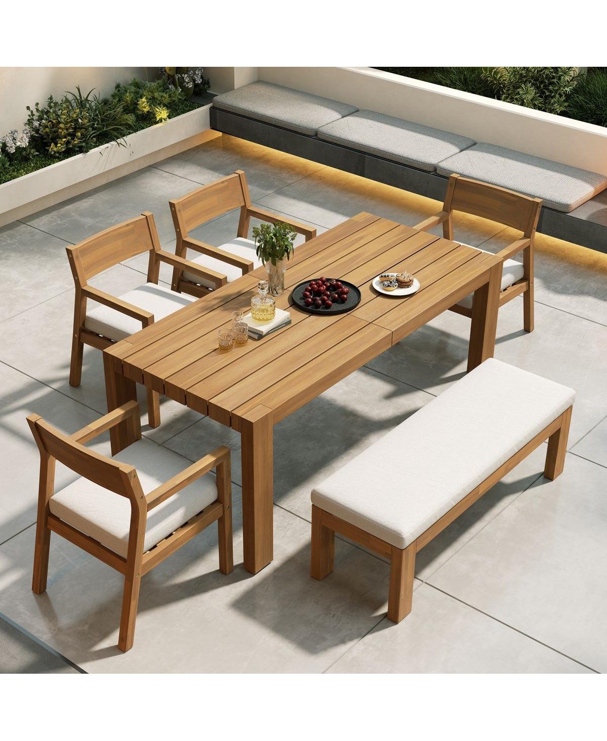 Click here for Asagikoiai 6-Piece Acacia Wood Patio Dining Set wi... prices