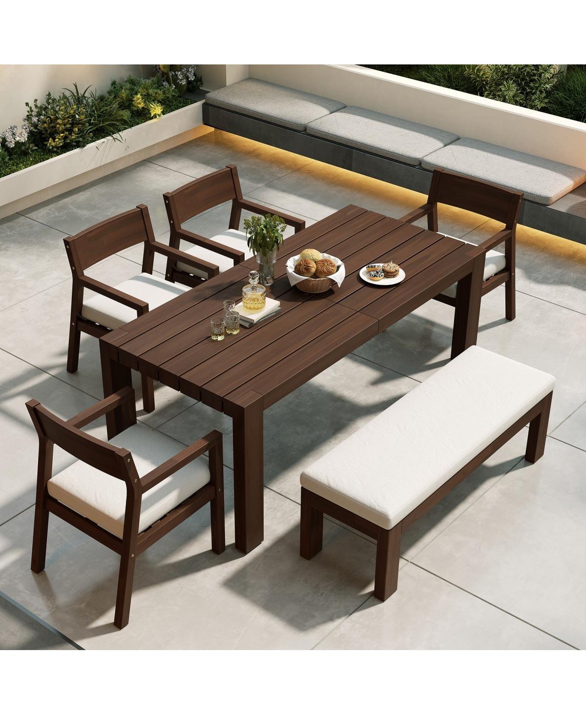 Click here for Asagikoiai 6-Piece Acacia Wood Patio Dining Set wi... prices