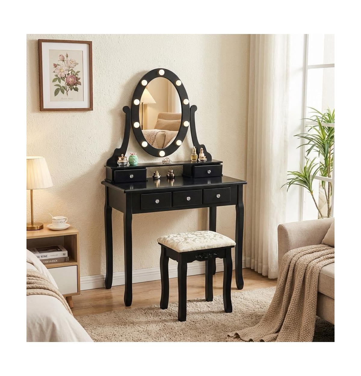 Click here for gaomon Led Lighted Mirror Vanity Table Set with Am... prices