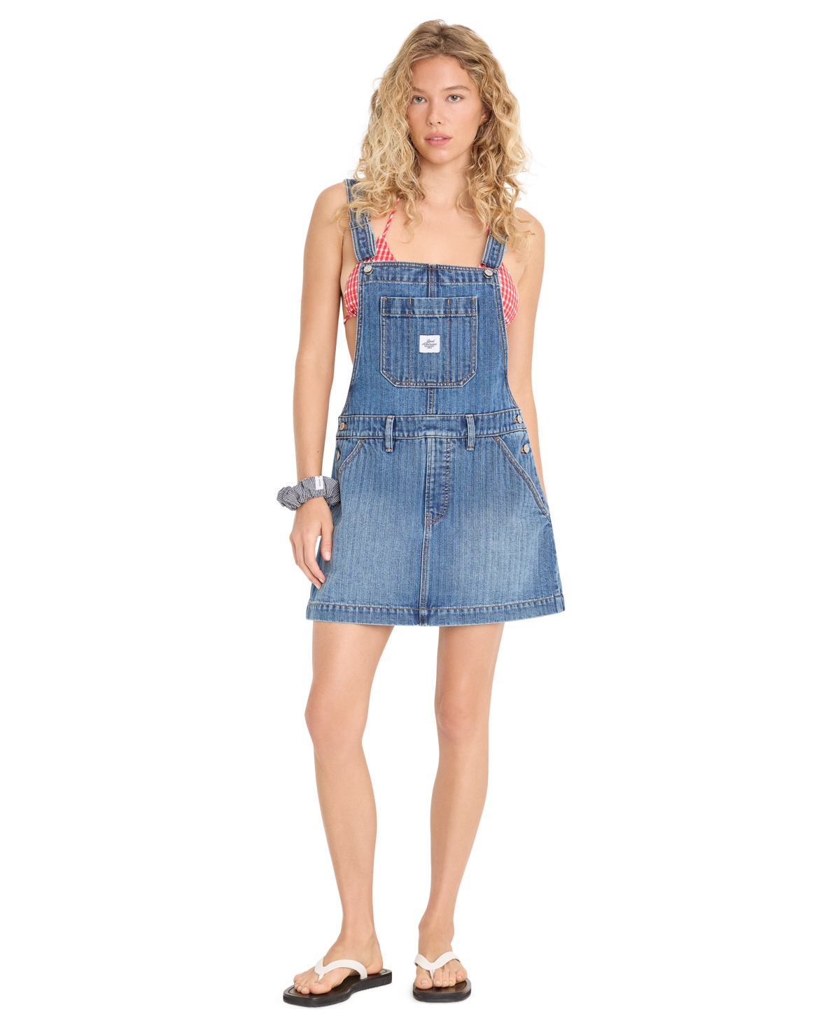 Click here for Good American Womens Cotton Dungaree Dress - Indig... prices