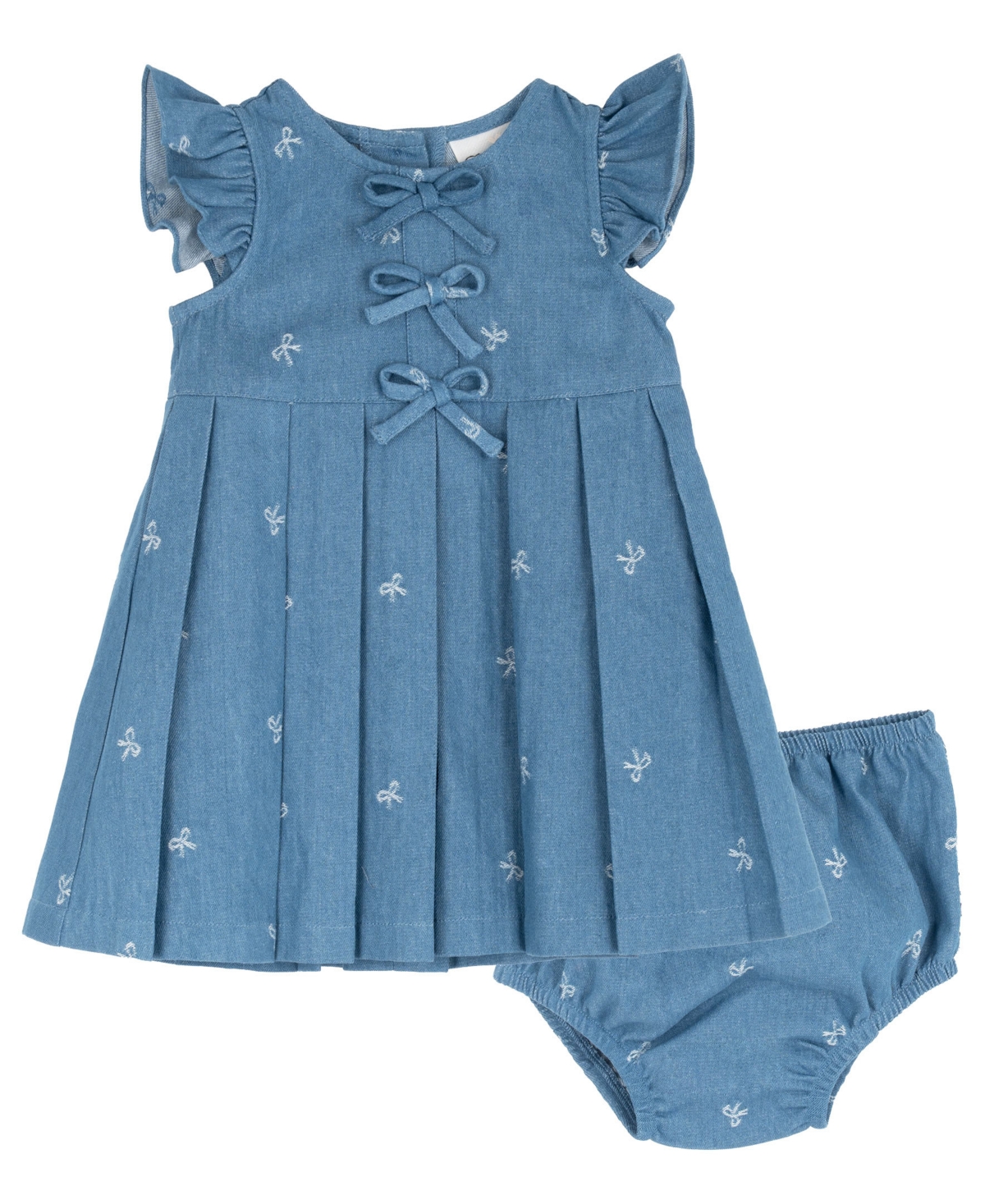 Click here for Rare Editions Baby Girls Printed Bow Denim Dress w... prices