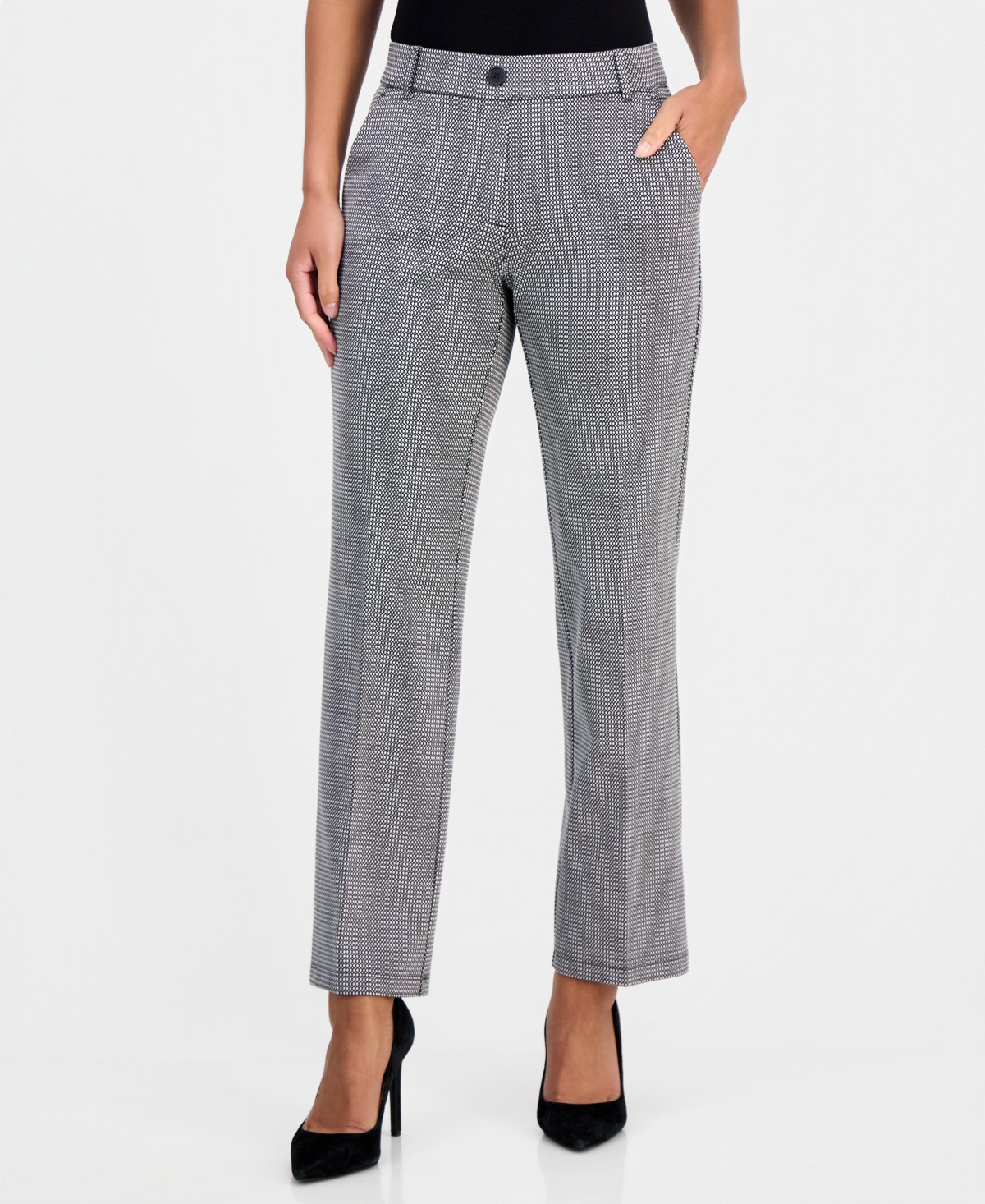 Click here for Kasper Petite Audrey Mid-Rise Straight Pull-On Tro... prices
