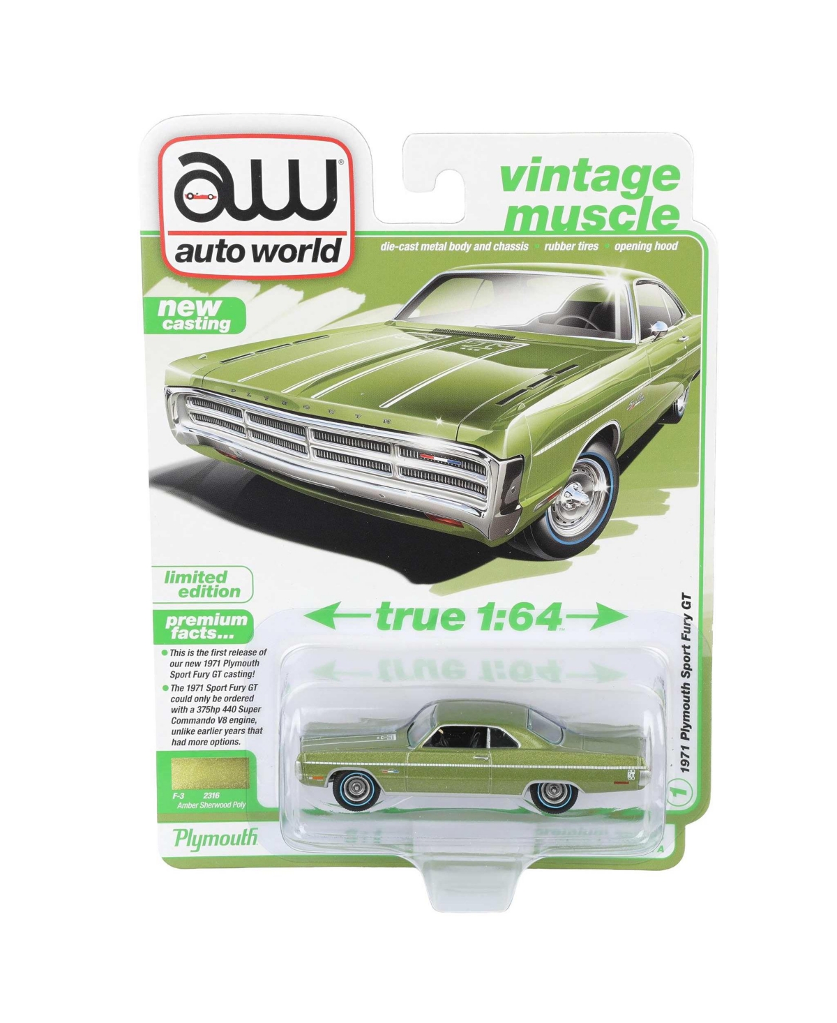 Click here for Auto World 1/64 1971 Plymouth Sport Fury Gt  Amber... prices