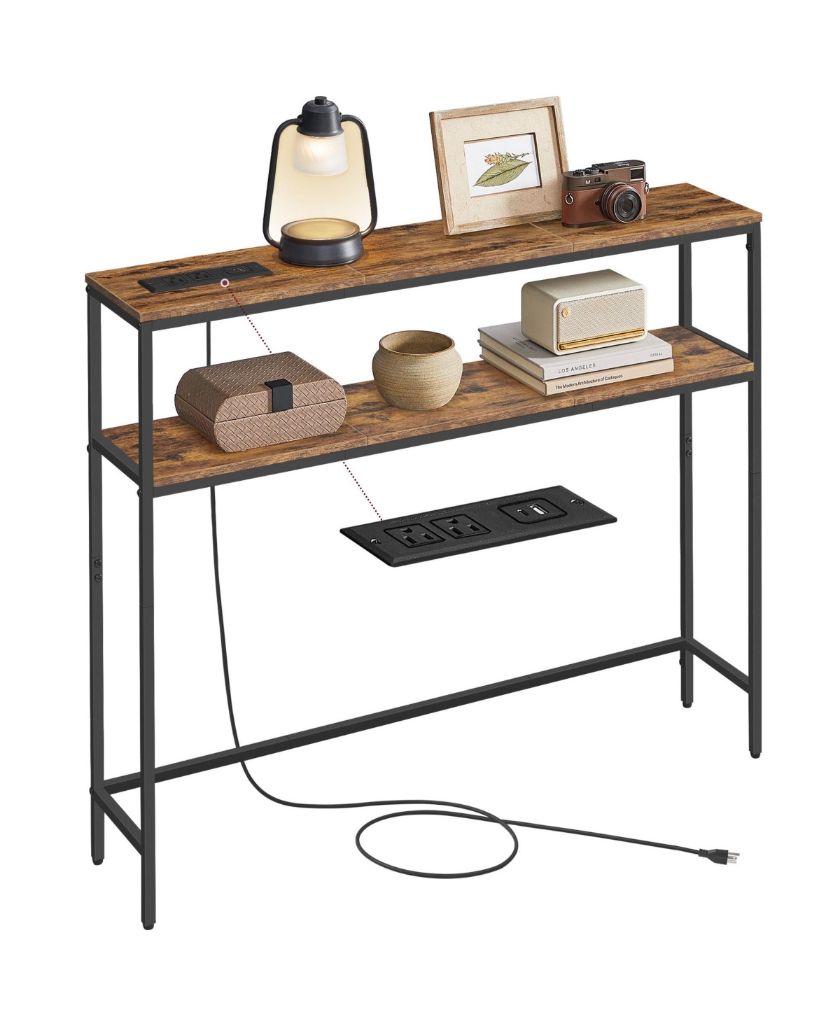Click here for Slickblue 2-Tier Sofa Table with Built-In Power Ou... prices