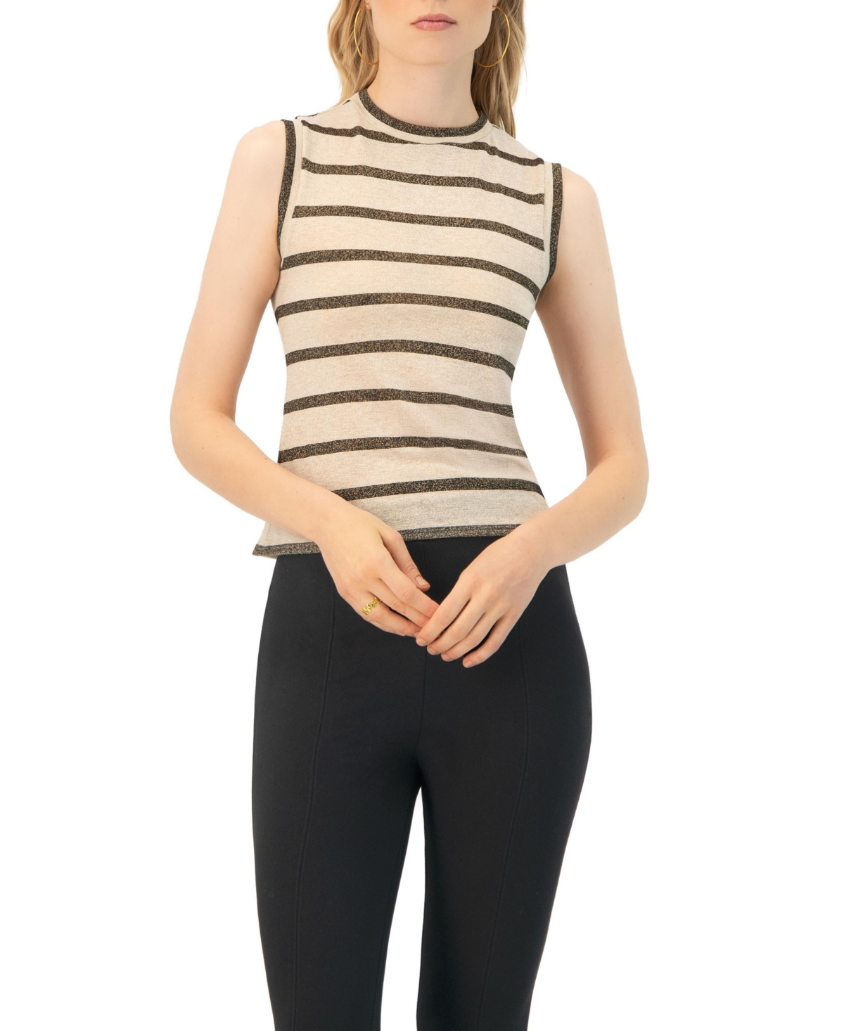 Click here for Ivonne Womens Striped Round Neck Blouse - Sand prices