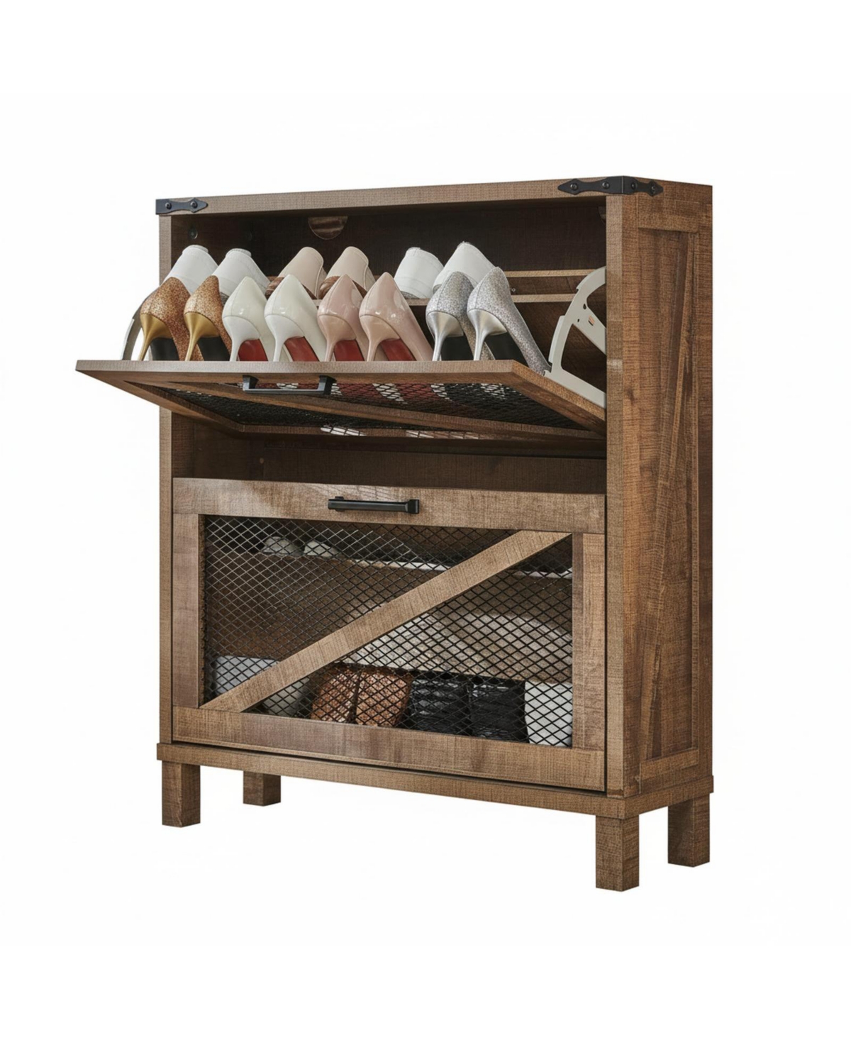 Click here for Yigii Farmhouse Shoe Cabinet 2 Flip Drawers Mesh D... prices