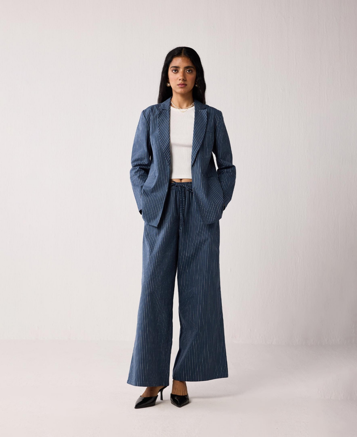 Click here for Reistor Womens Wide-leg Drawstring Pants with Stri... prices