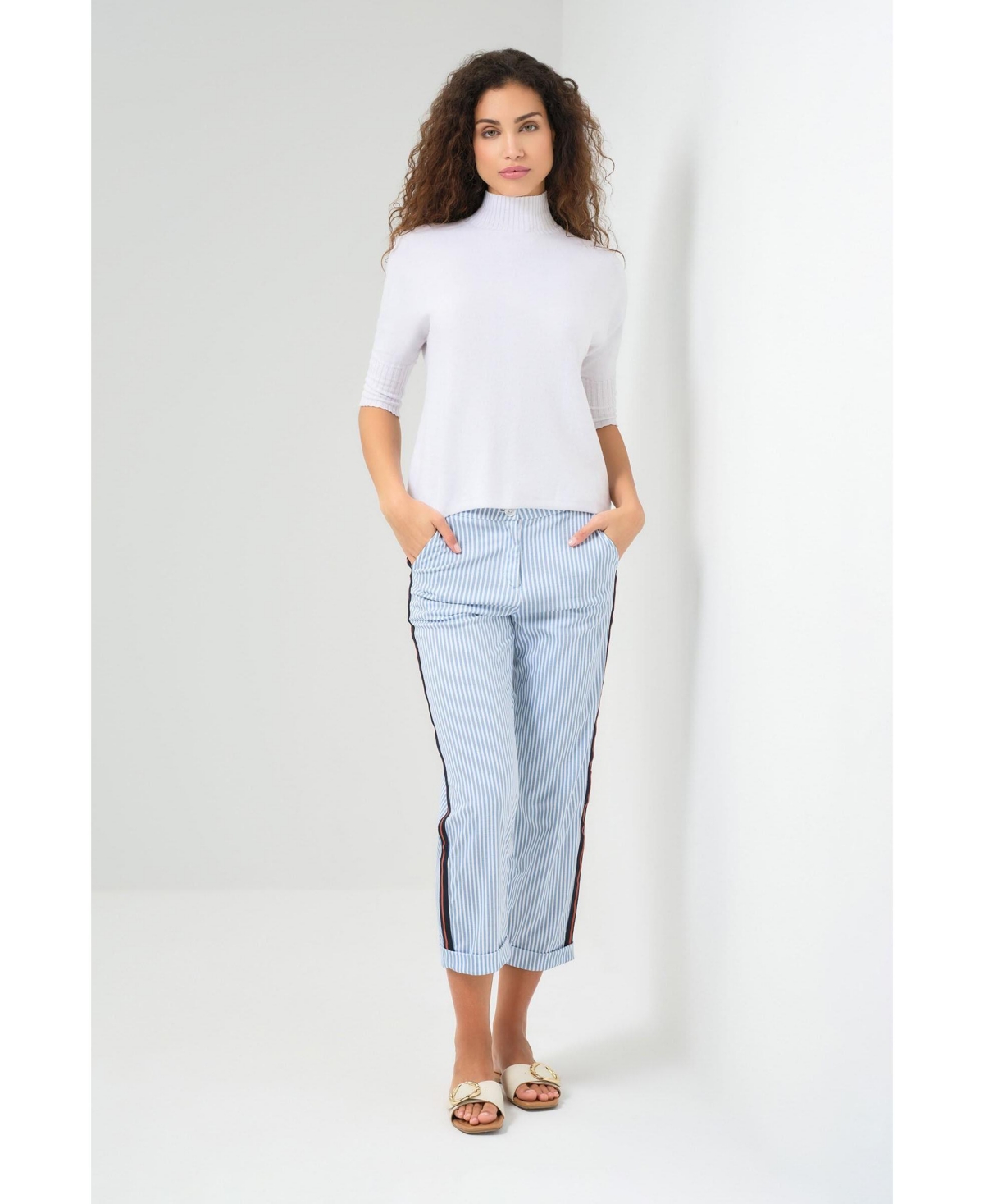 Click here for Anatomie Womens Tate Striped Pique Straight Leg Pa... prices