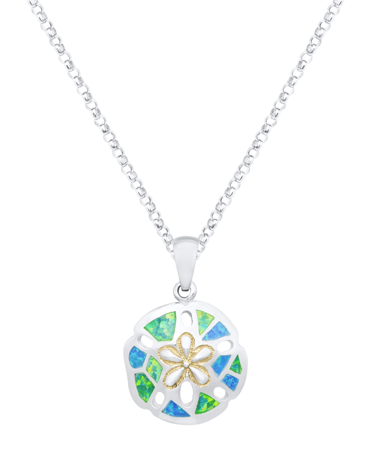 Click here for Macys Kyocera Green & Blue Opal Sand Dollar Pendan... prices