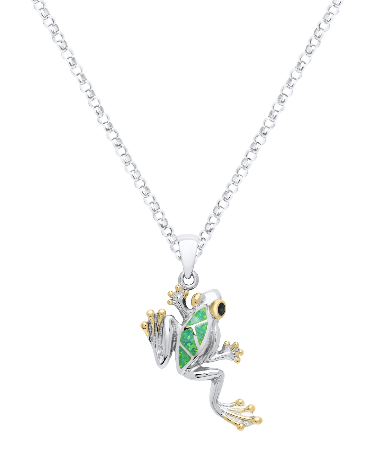Click here for Macys Kyocera Green Opal Tree Frog Pendant Necklac... prices