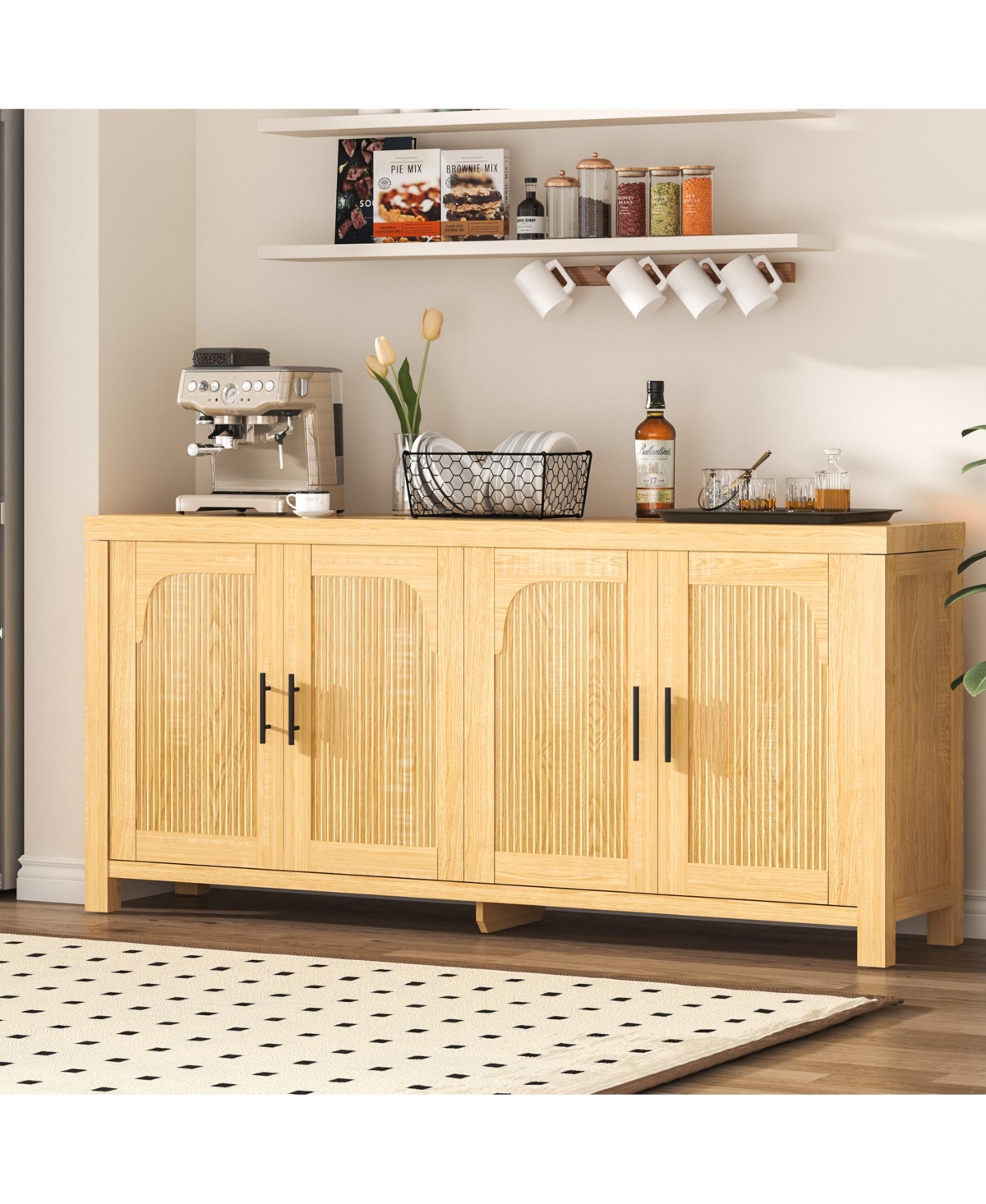 Click here for homfan Modern Farmhouse Credenza Sideboard  Fluted... prices